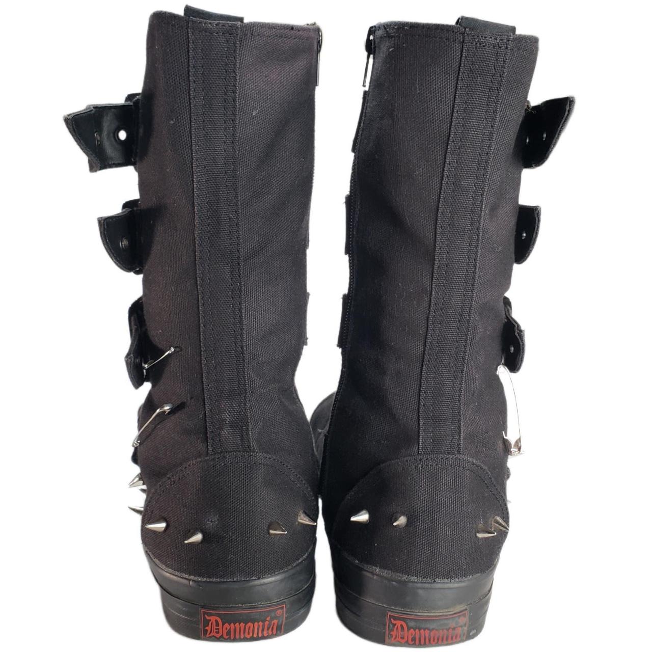 DEMONIA MENS TYRANT BUCKLE BOOTS IN BLACK CANVAS W/... - Depop