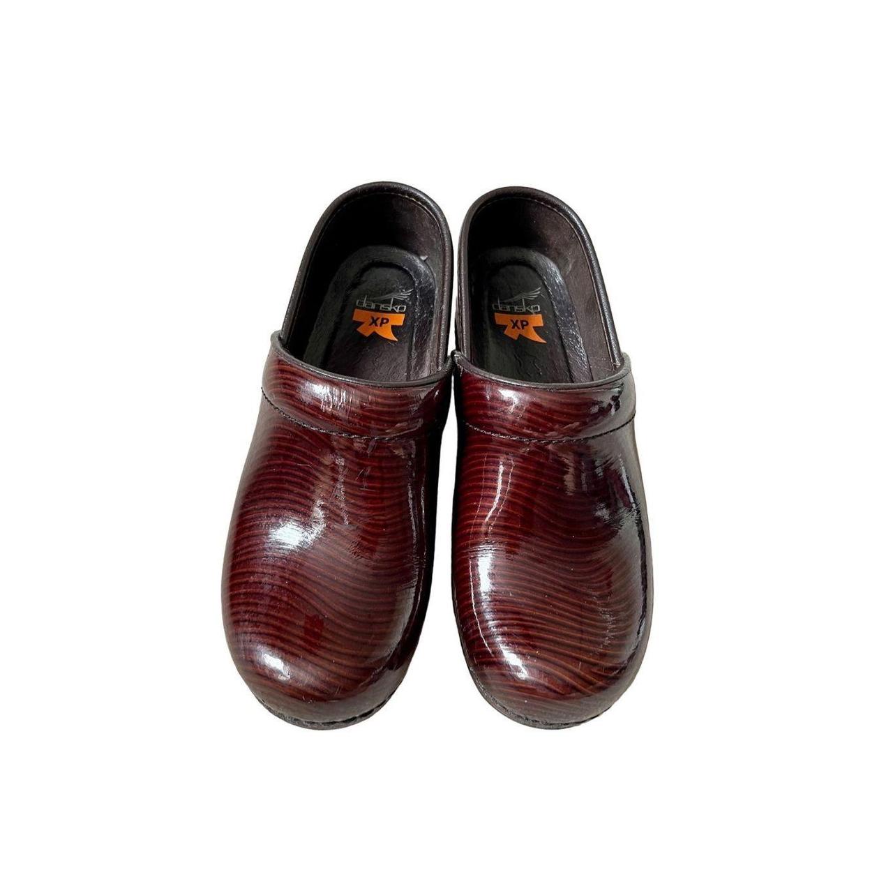 DANSKO XP Brown Wood Patent Leather Shiny Clog Shoe... - Depop