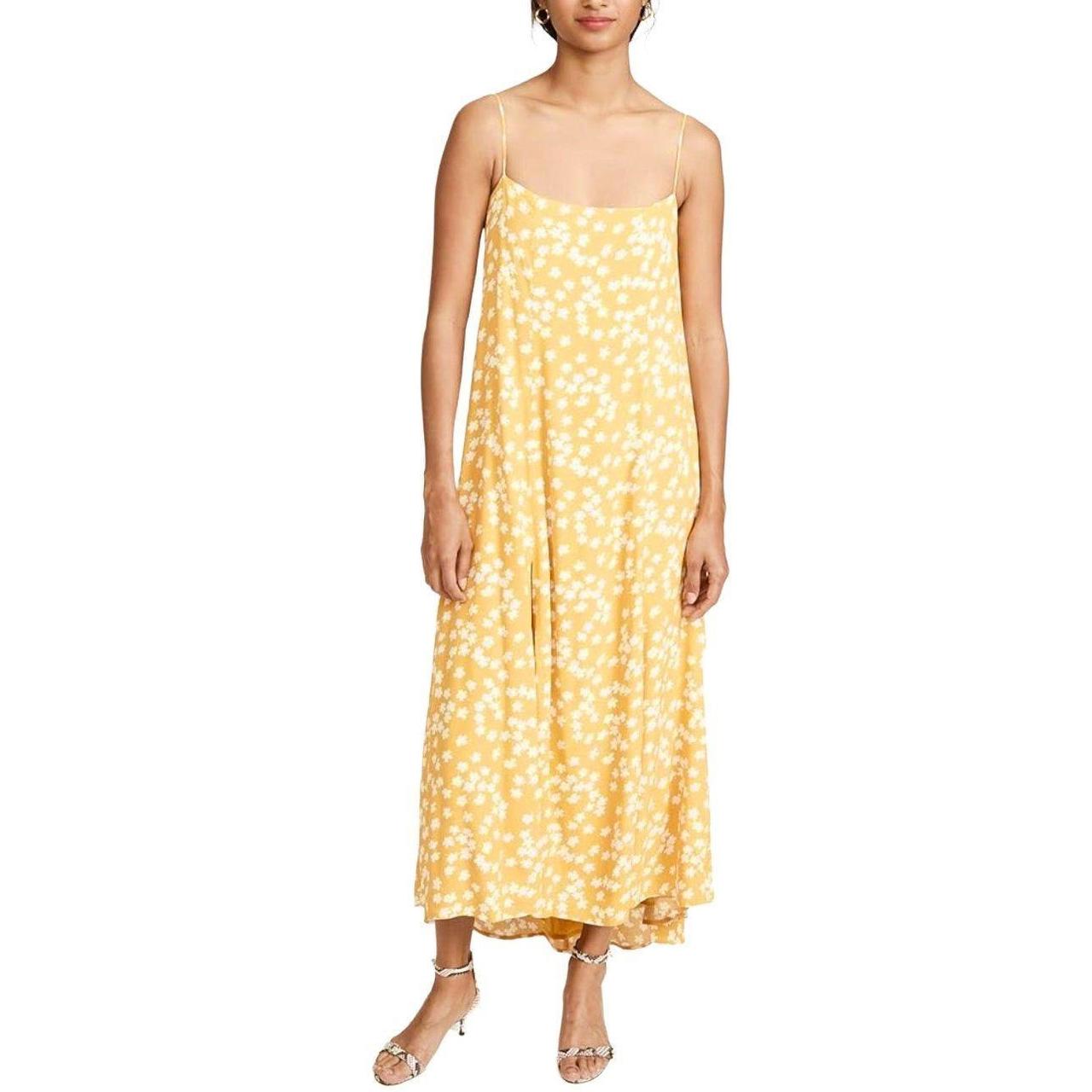 Capulet Revolve Yellow Floral Double Slit Dress size... - Depop