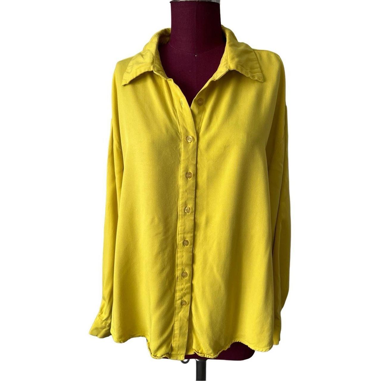 Eloquii Chartreuse Yellow Long Sleeve Button Up... - Depop