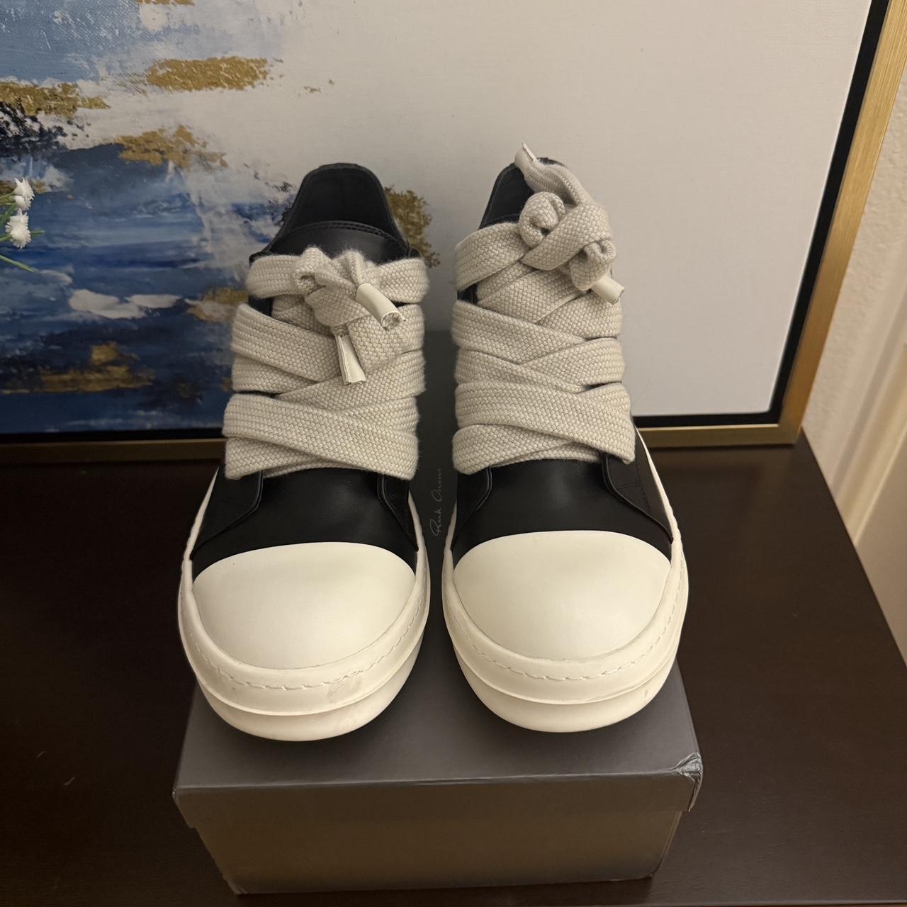 Mess w these Black and white jumbo lace Rick... | Depop