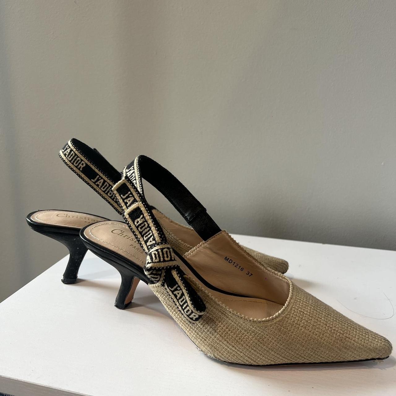 “Christian Dior” Slingback Kitten heel Size — 6/36... - Depop
