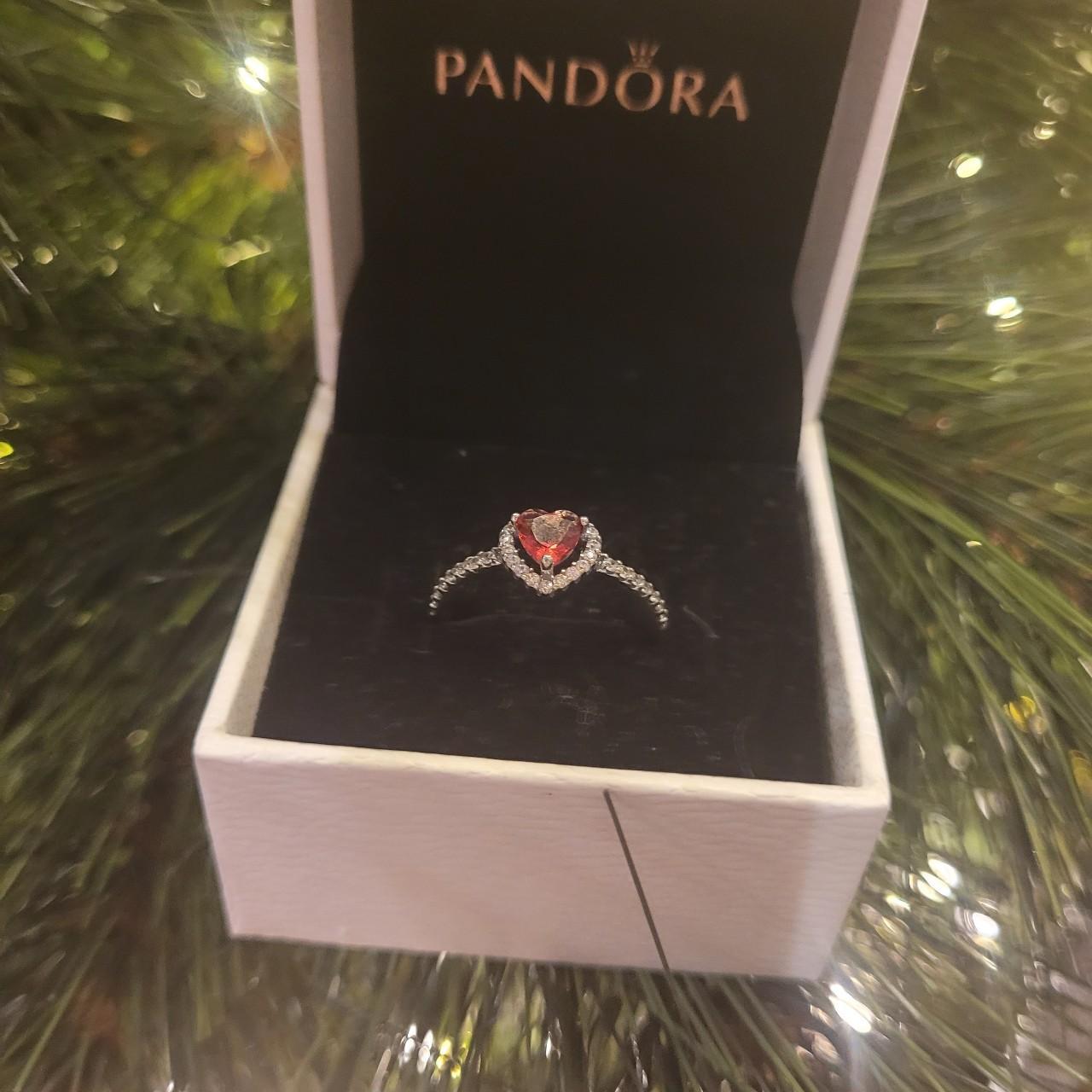 Red heart pandora ring. Size 52 , box not included,... - Depop