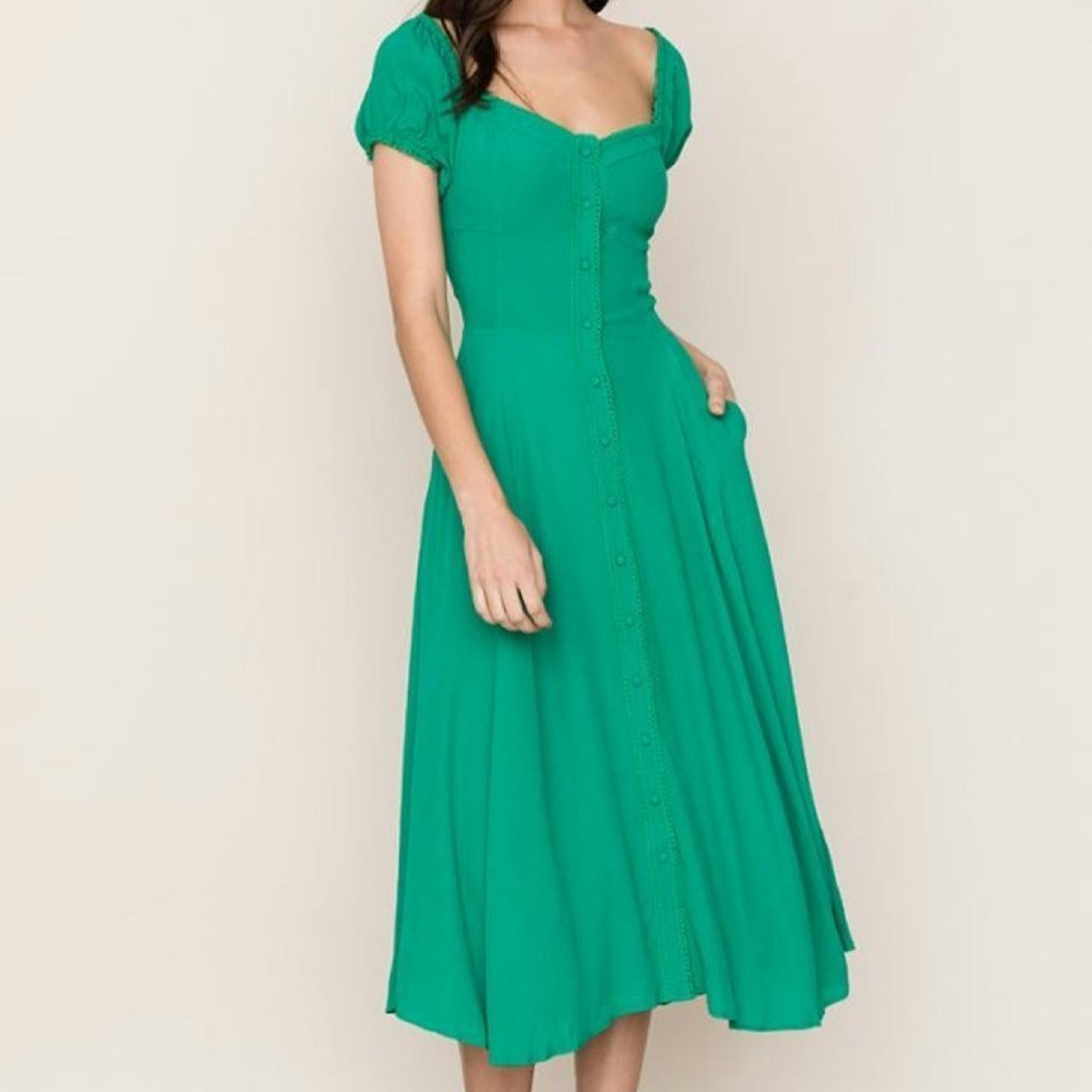 Yumi Kim Mercer street green dress Viscose Capped... | Depop