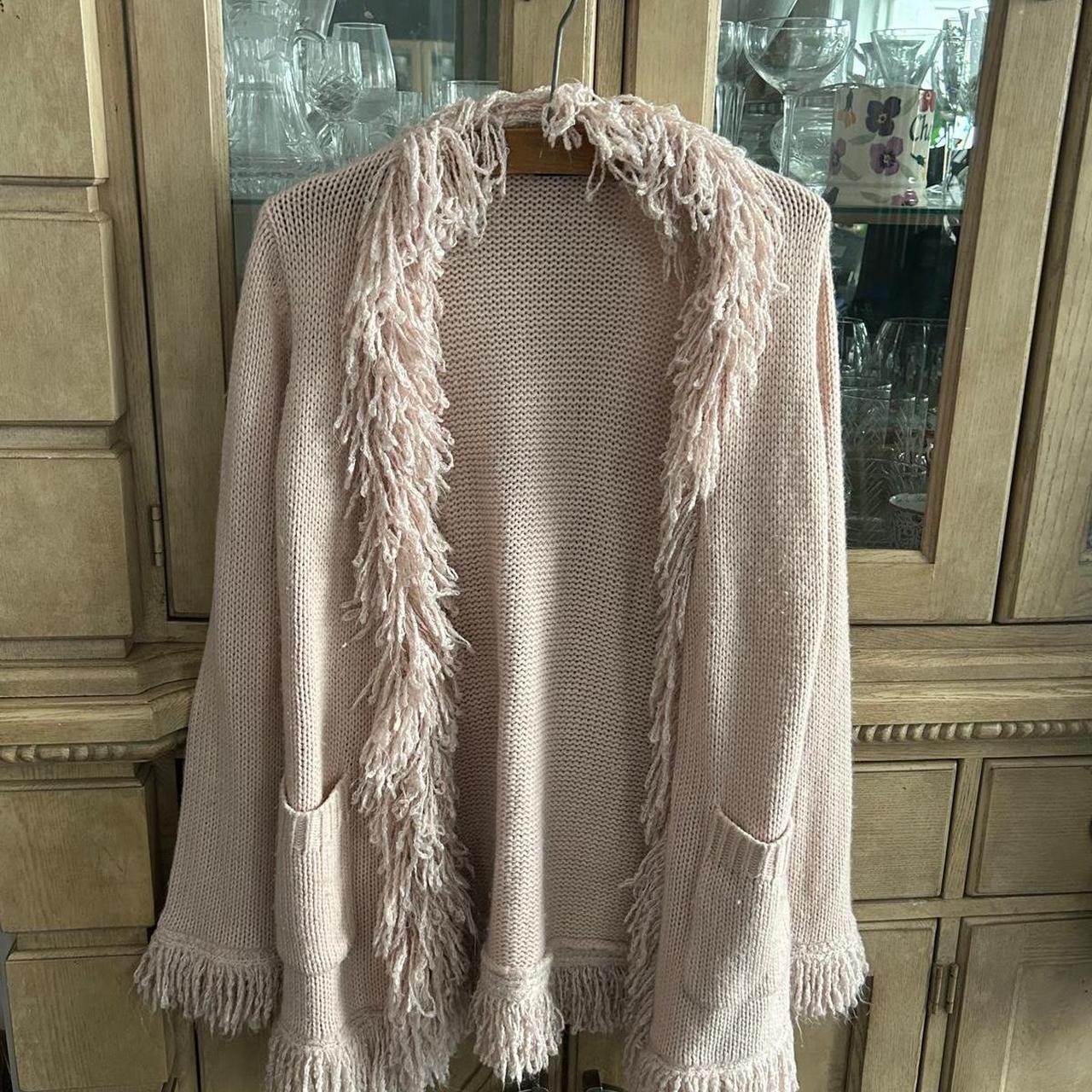 Suchita knitted cardigan in cream with frayed... | Depop