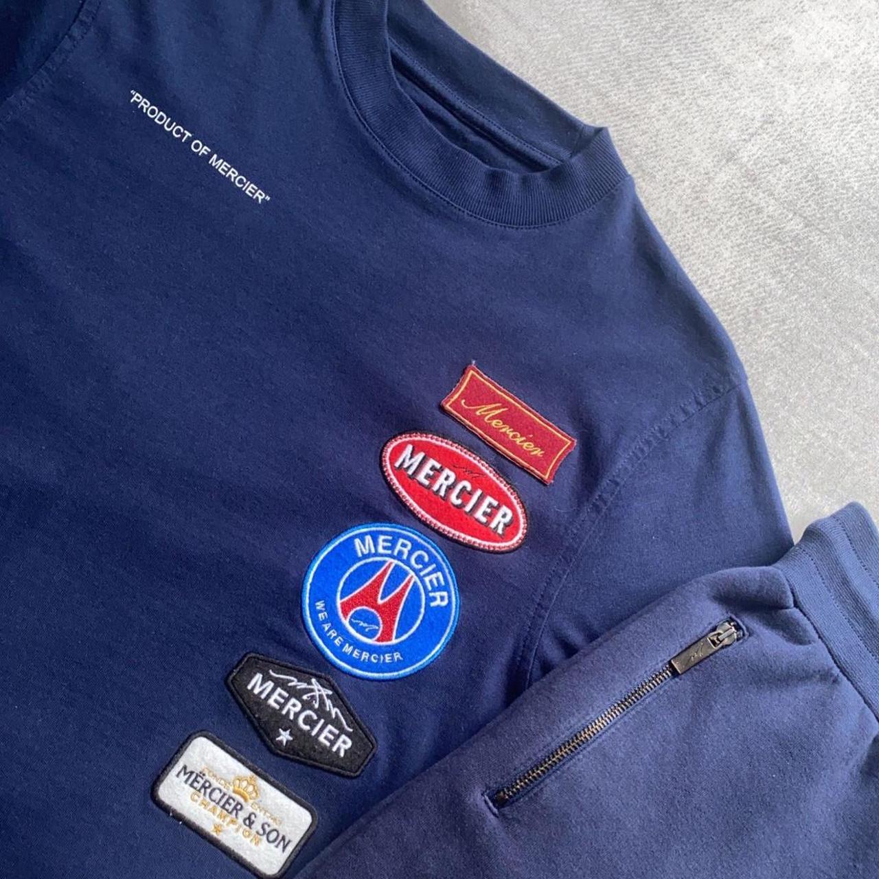 Mens Navy Blue Mercier T-shirt and shorts tracksuit... - Depop