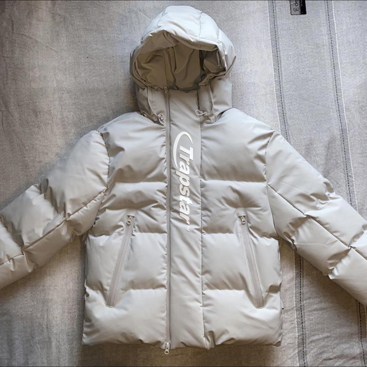 Trapstar Men's Cream and Grey Coat | Depop