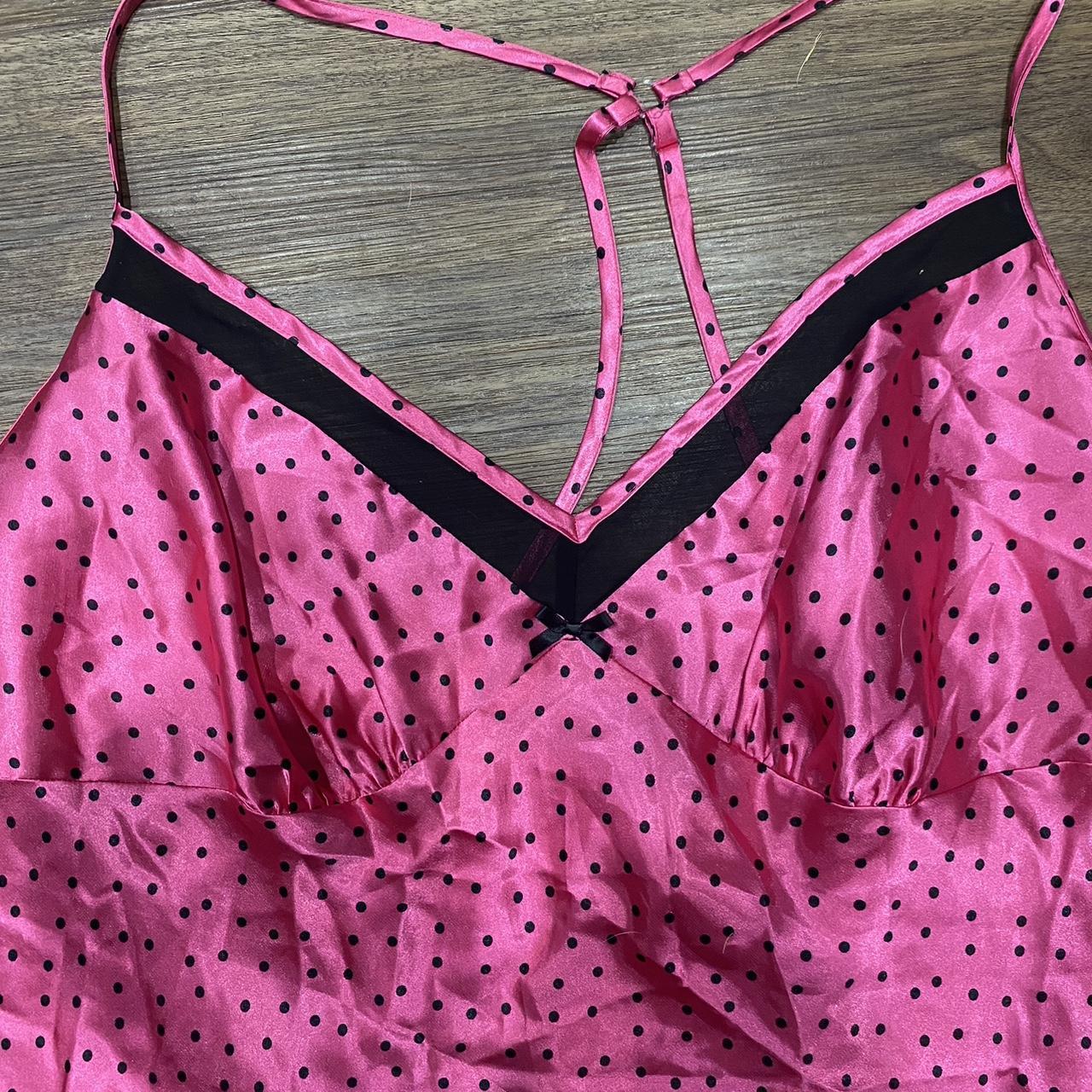 bimbocore y2k pink and black polka dot slip... - Depop