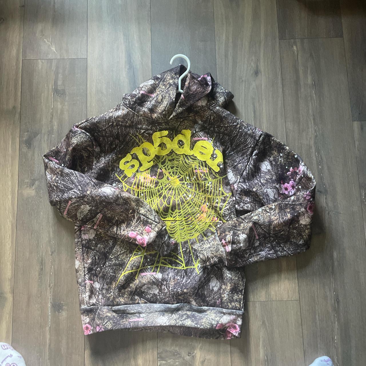 Camo Sp5der Hoodie | Depop