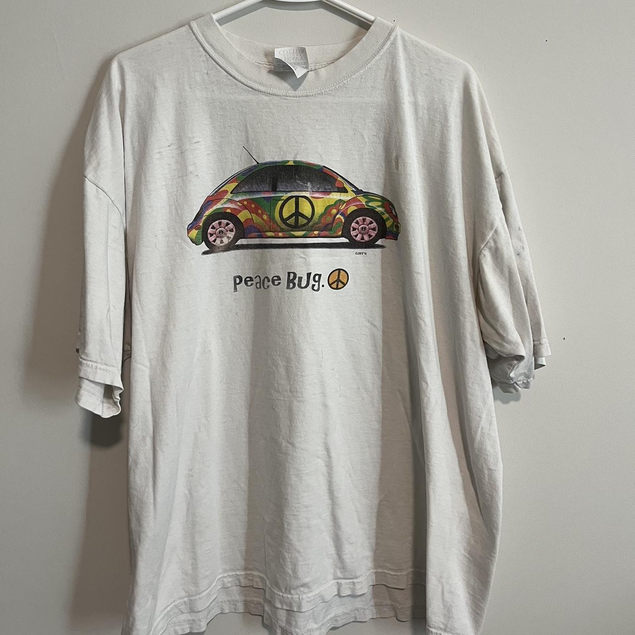 Vintage 90s Peace Bug Graphic Tee 2XL Stains &... - Depop