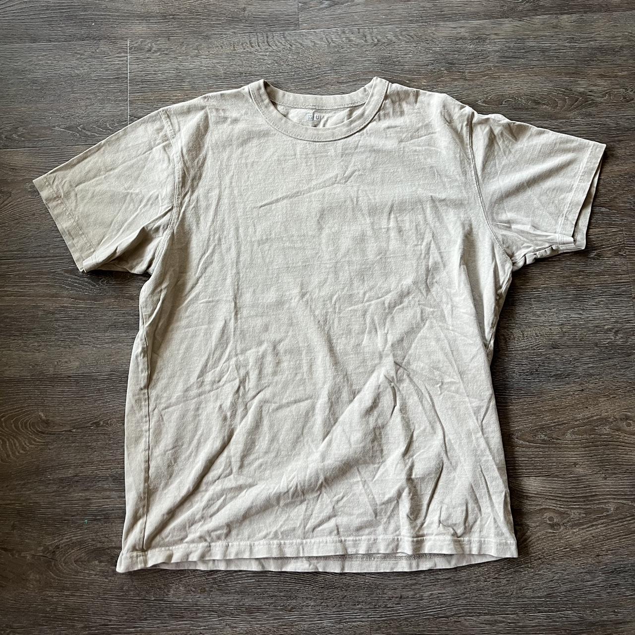 Uniqlo Blank Tan Essentials Tee XL... - Depop