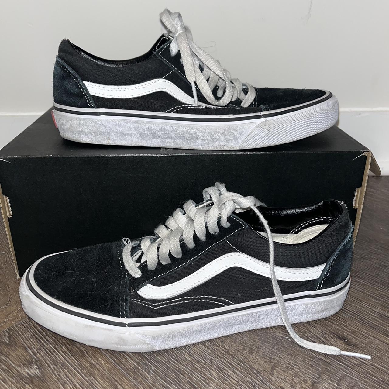 Vans Black Low Sneakers 7.5M / 9W Condition : 8/10,... - Depop