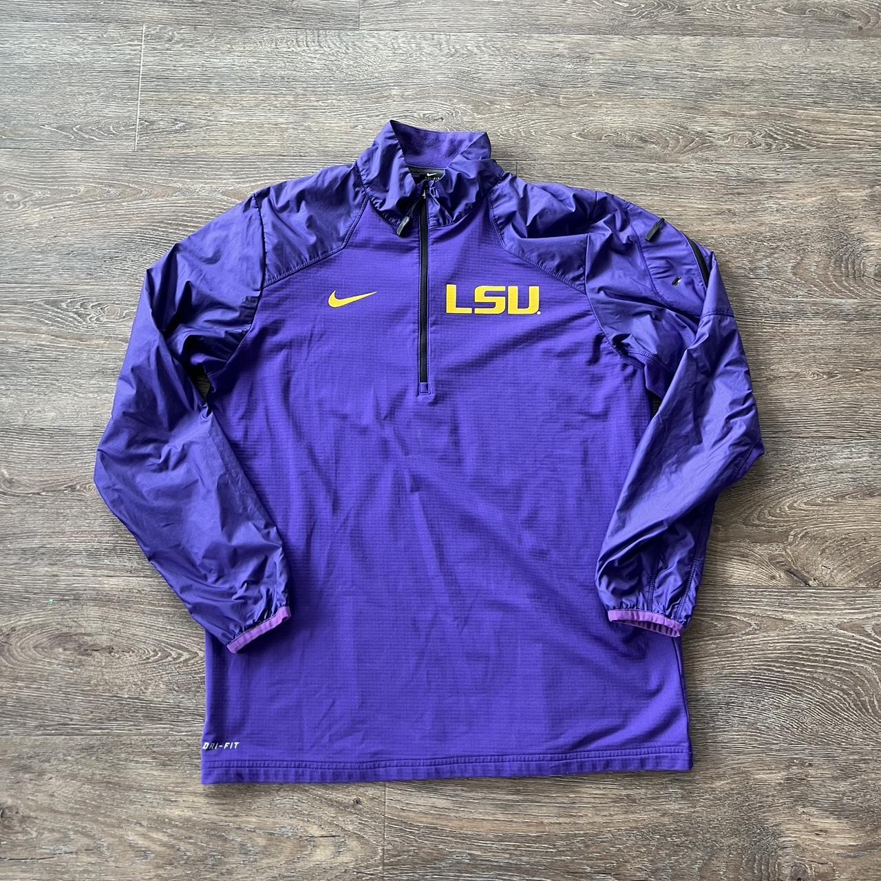 2000s Nike LSU Tiger 1/4 Zip Sweater L... - Depop