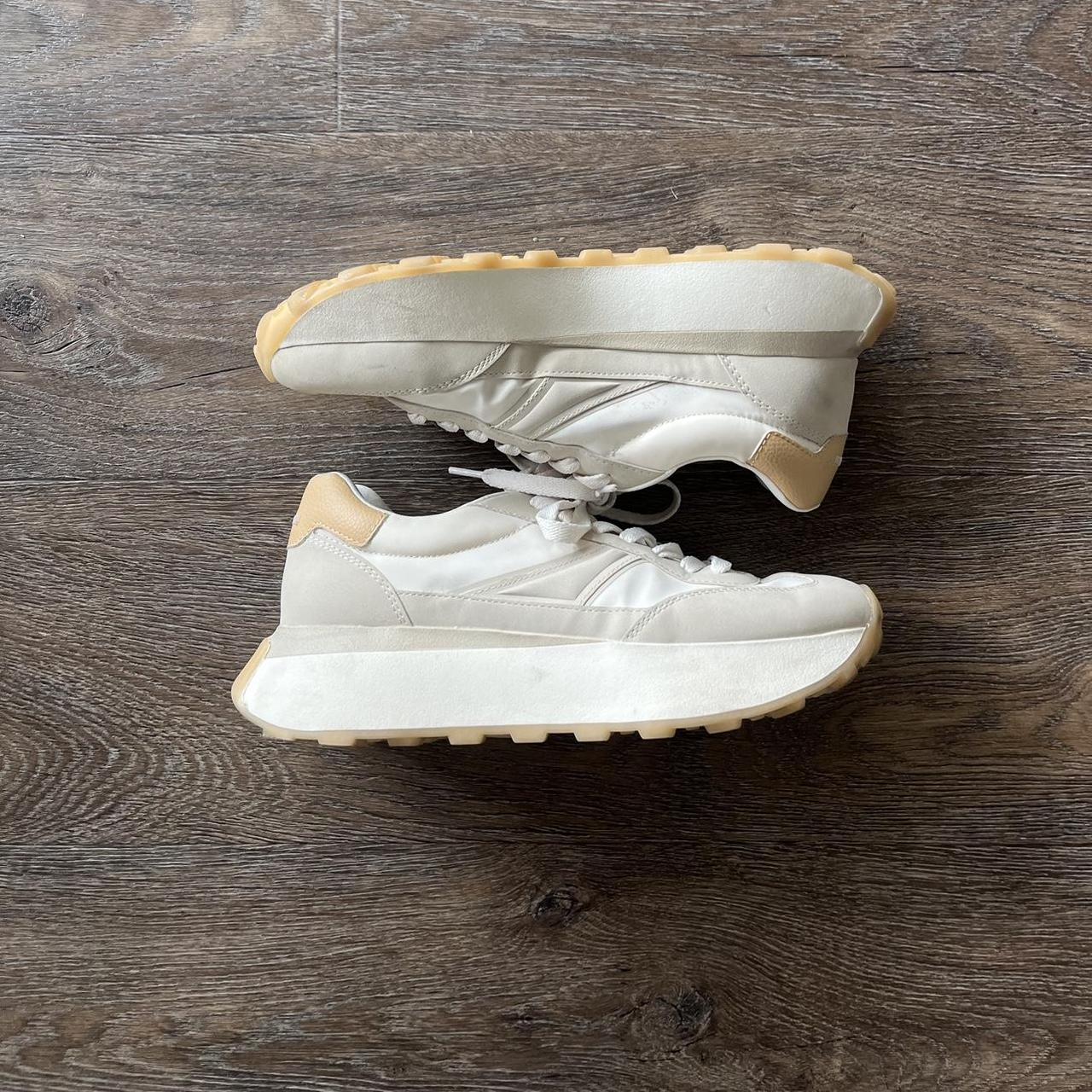 Women’s Zara Chunky Trainer Cream Sneakers 40... - Depop