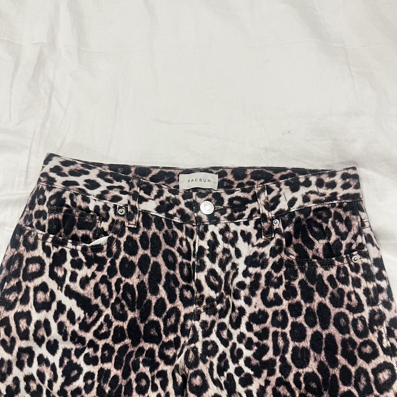 pacsun leopard jeans super cute i just never wore... - Depop