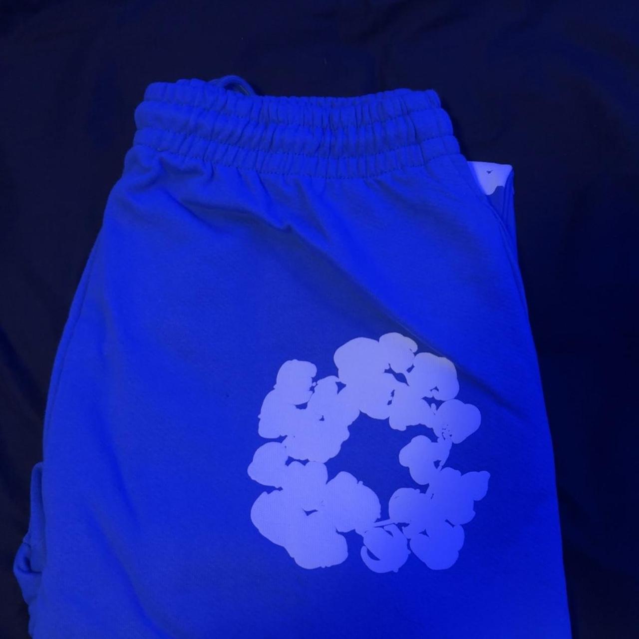 denim tear blue and white tracksuit bottoms #tracksuit | Depop