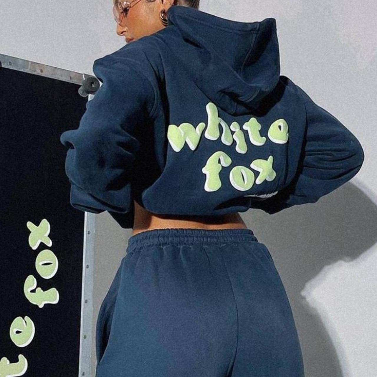 white fox hoodie size s/m - Depop