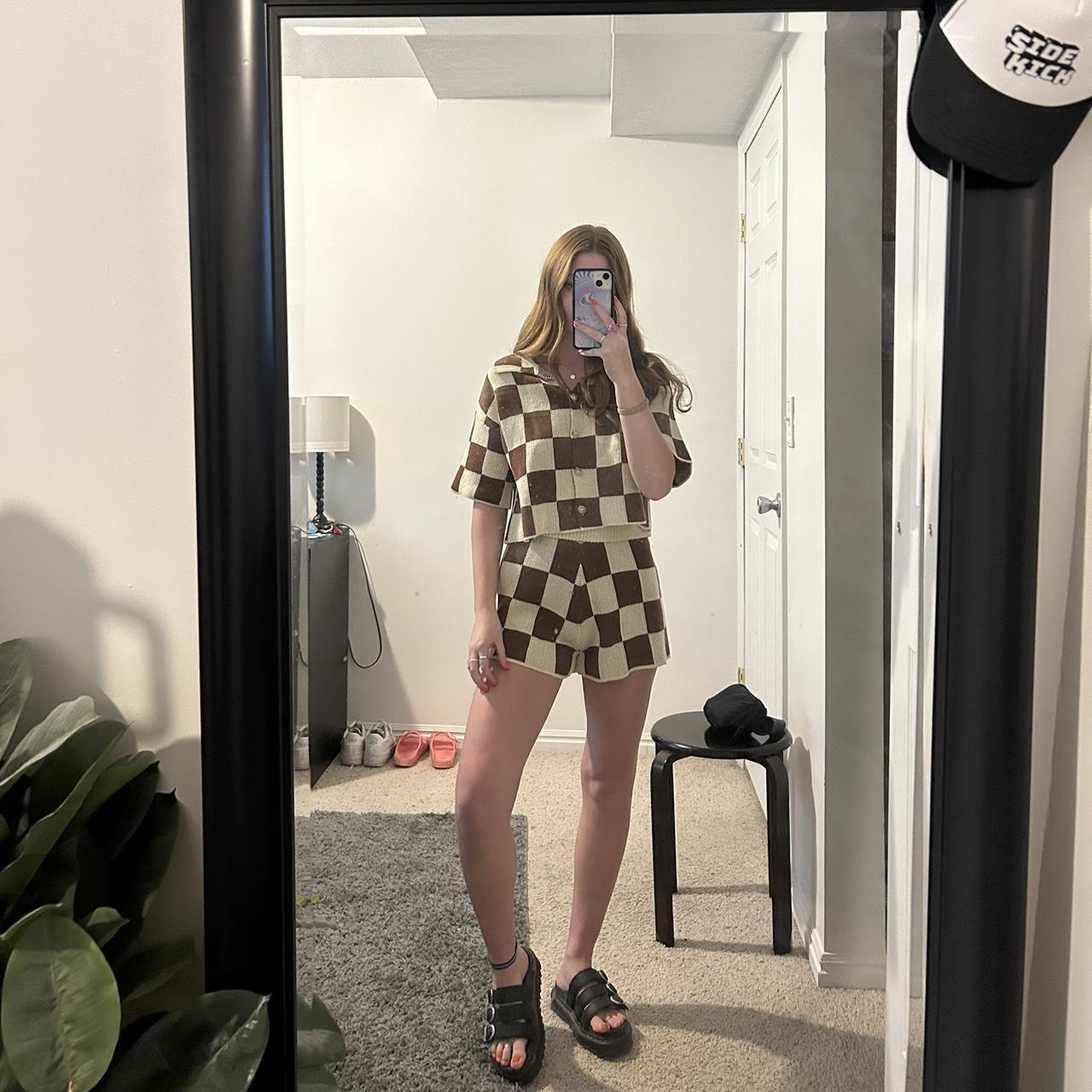 Grey Bandit Brown Checkered Matching set - brand... - Depop