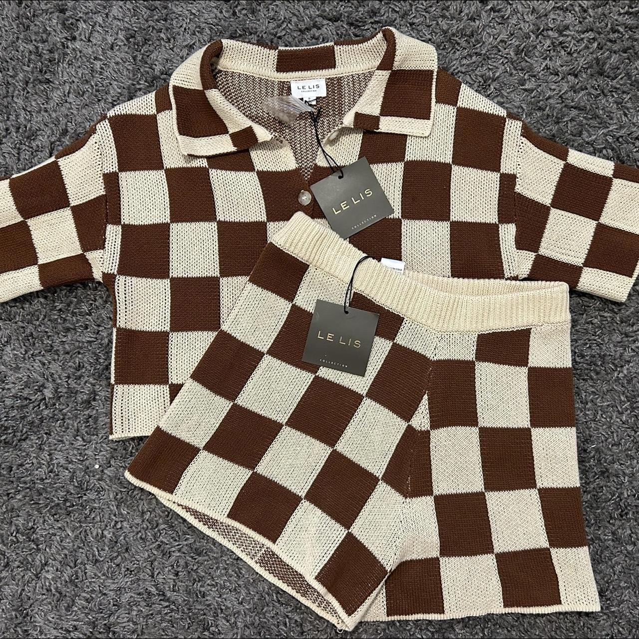 Grey Bandit Brown Checkered Matching set - brand... - Depop