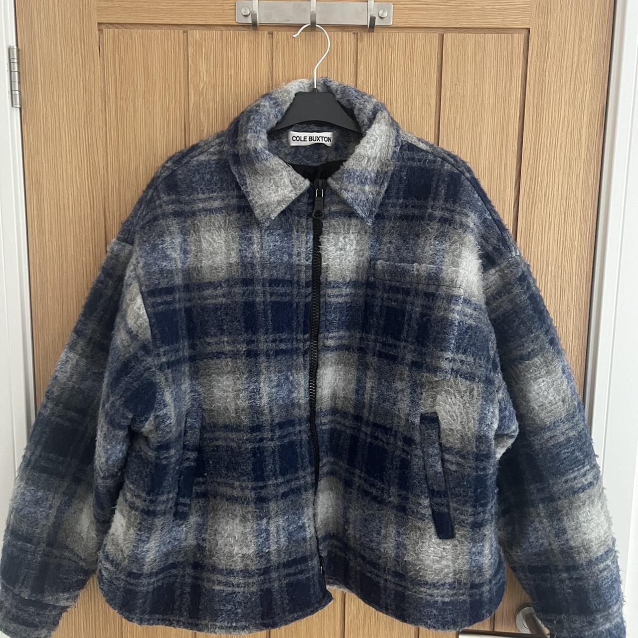 Cole Buxton Blue Flannel Jacket Size Medium Well... - Depop