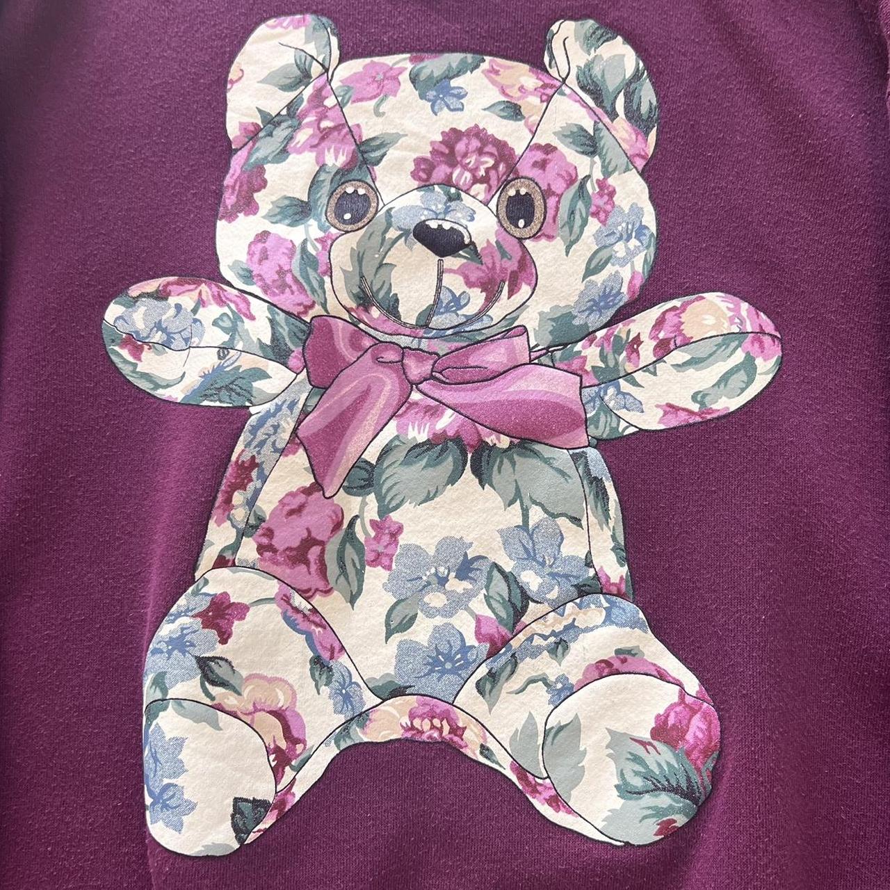 Vintage 1990s maroon teddy bear crewneck Cute... - Depop