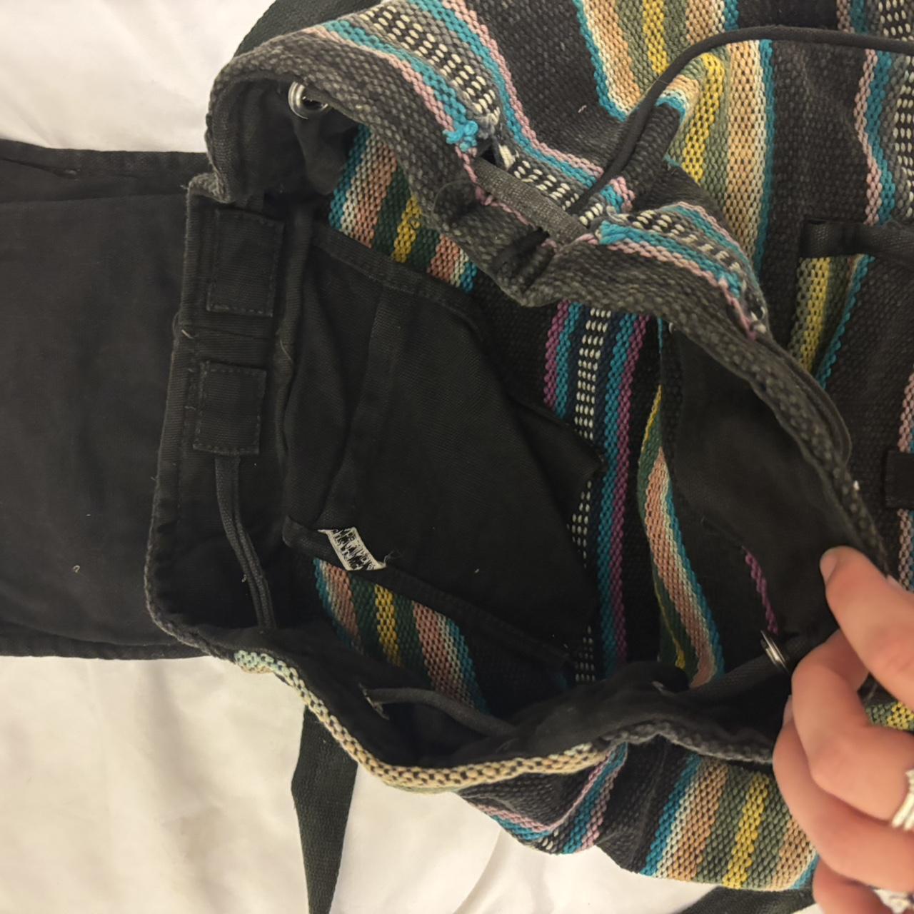 Stylish multi-coloured backpack with adjustable... - Depop