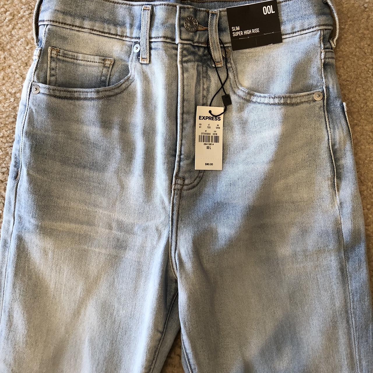 Express slim super high rise jeans tag size 00 Long,... - Depop