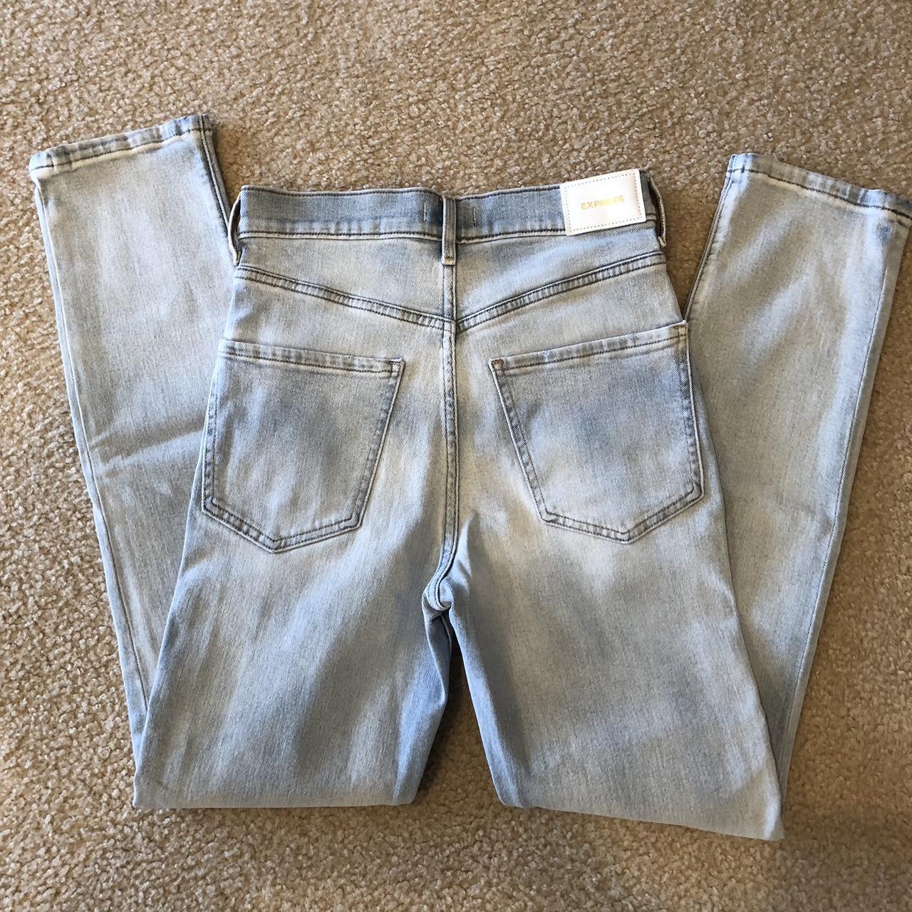 Express slim super high rise jeans tag size 00 Long,... - Depop