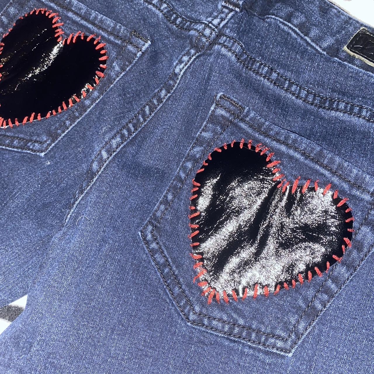 Lip service heart pocket skinny jeans, looks navy in... - Depop