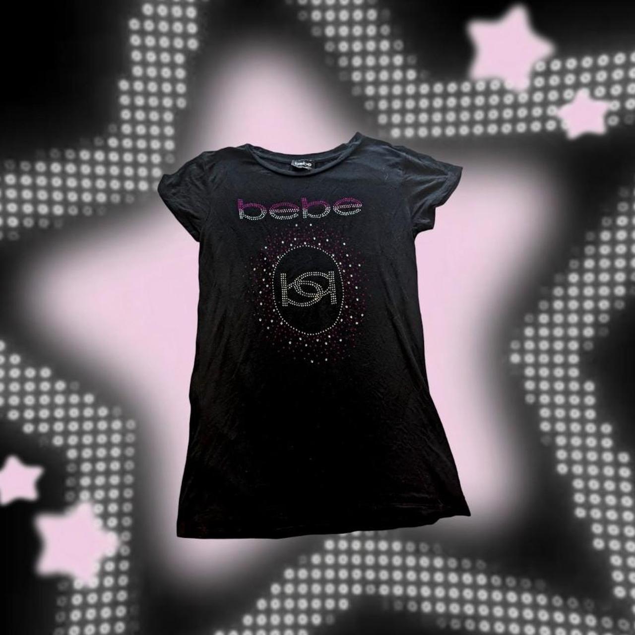 ୨୧⋆ ˚｡The coolest bedazzled Bebe black baby tee!!... - Depop