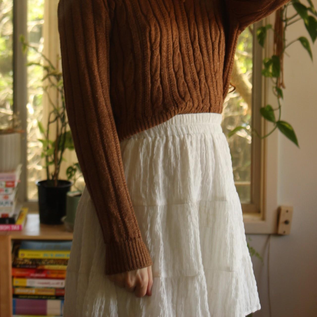 Caramel/brown preppy/ dark academia style jumper... - Depop