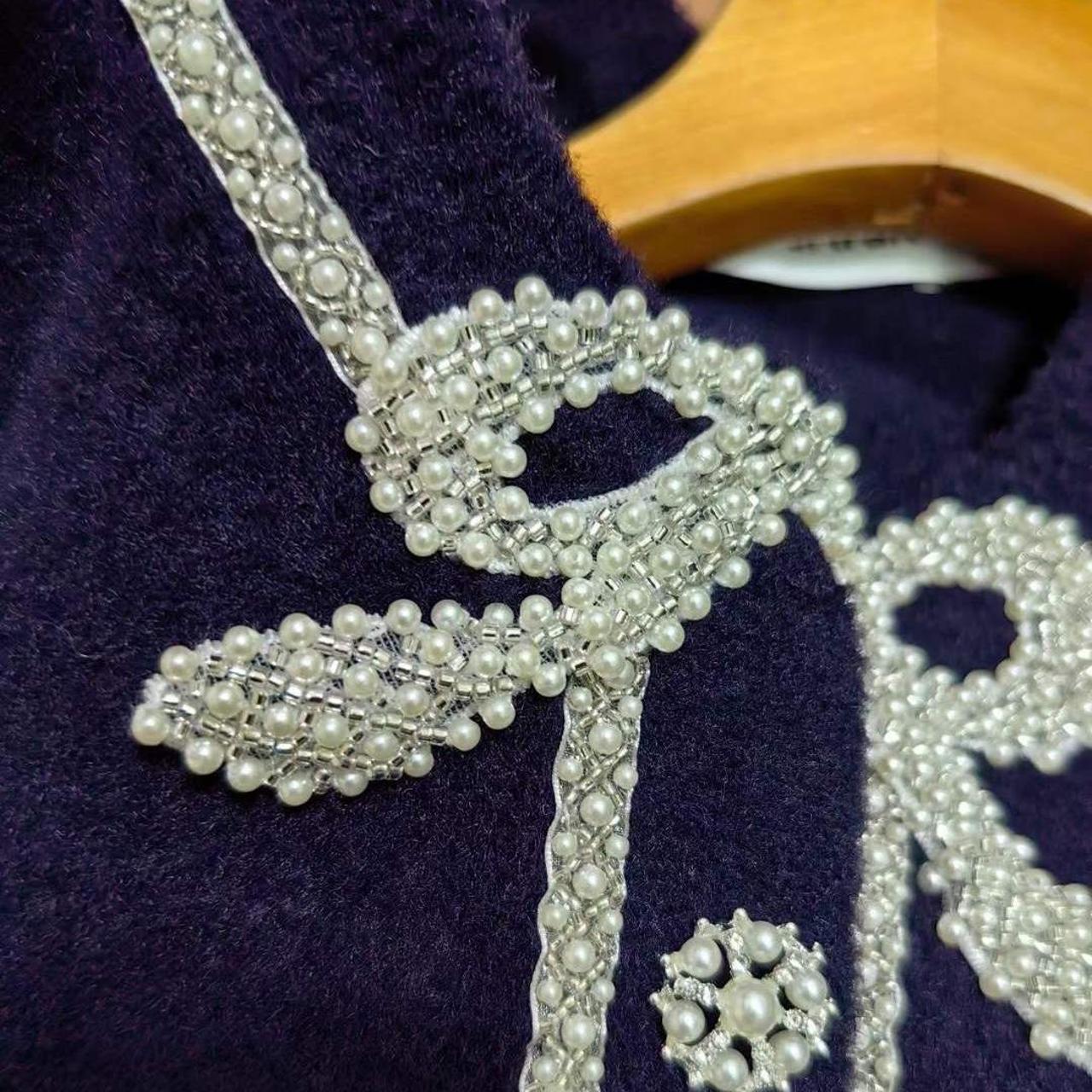 Self portrait NAVY SOFT KNIT BOW CARDIGAN coat（ also... - Depop