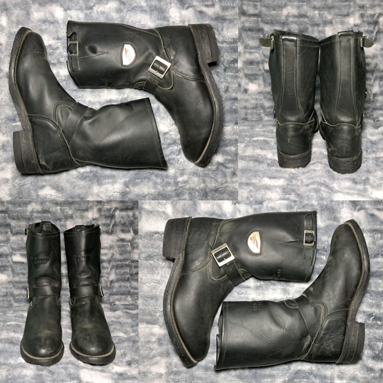 Red Wing 968 Engineer Motorcycle Black Leather... - Depop