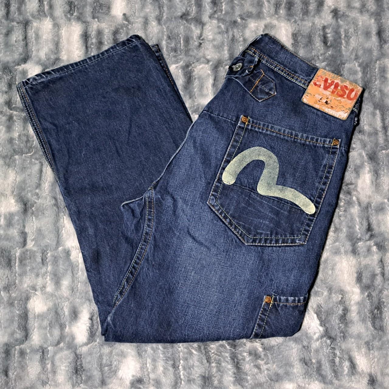 Evisu Jeans Size in tag: 32 Mesurments ( roughly... - Depop