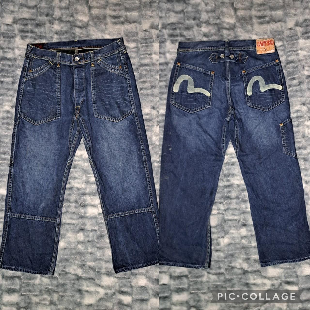 Evisu Jeans Size in tag: 32 Mesurments ( roughly... - Depop