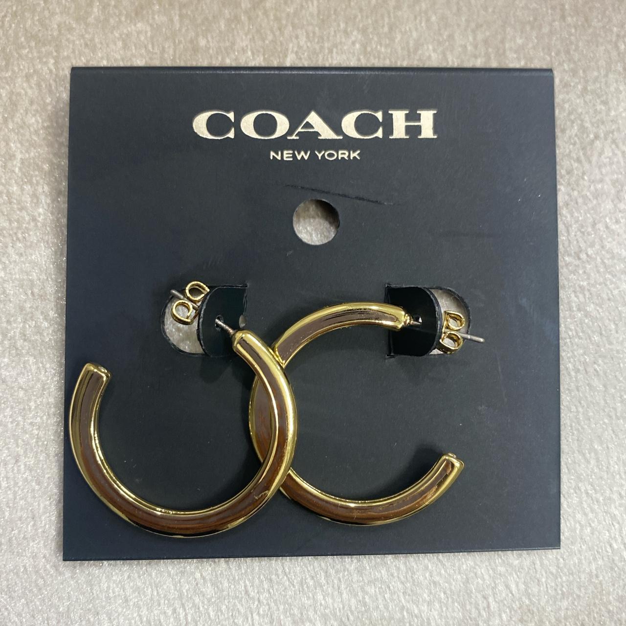 Coach hoop gold earrings 🍾 - measures 1” x 1” - Depop