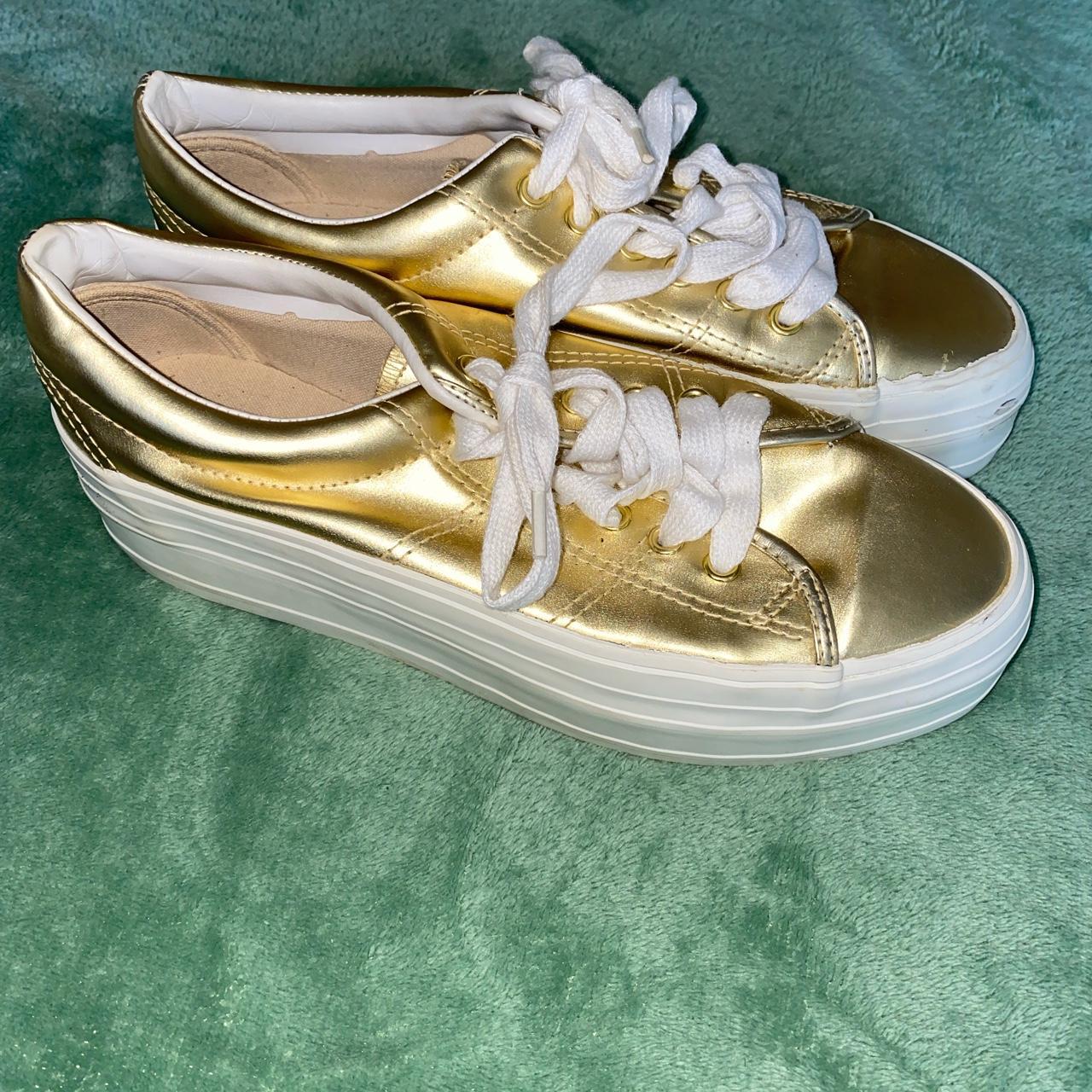 🦋 Précis Gold Platform Sneakers Size: 7 ... - Depop