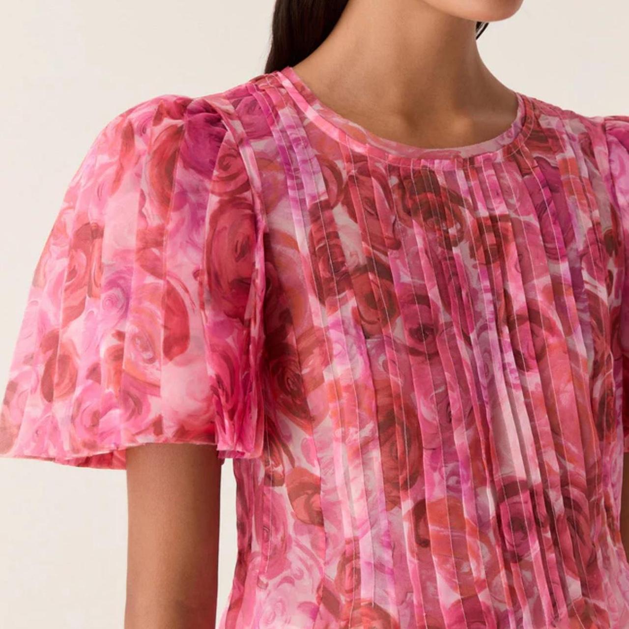 Aje Stella Linear Ruffle Top Never worn Rose print... - Depop