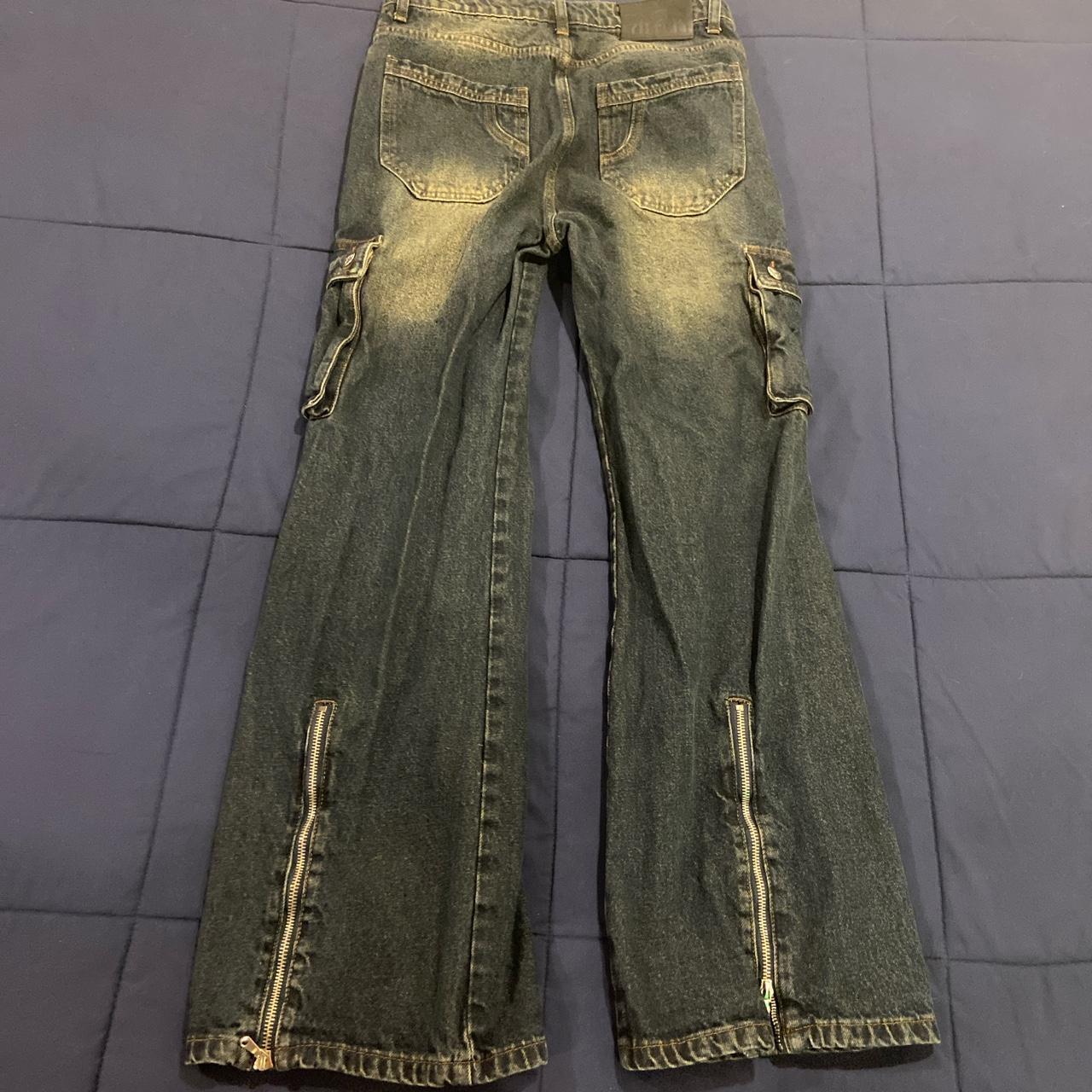 DITCH FLARED DENIM CARGOS. Size 30X30. Condition... - Depop