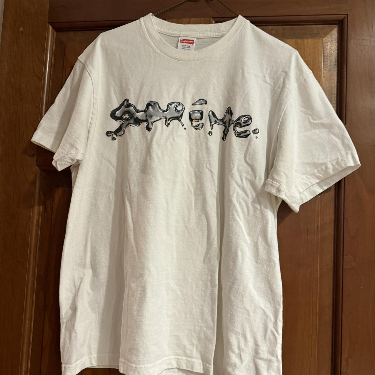 White supreme tee Perfect condition Medium but fits... - Depop