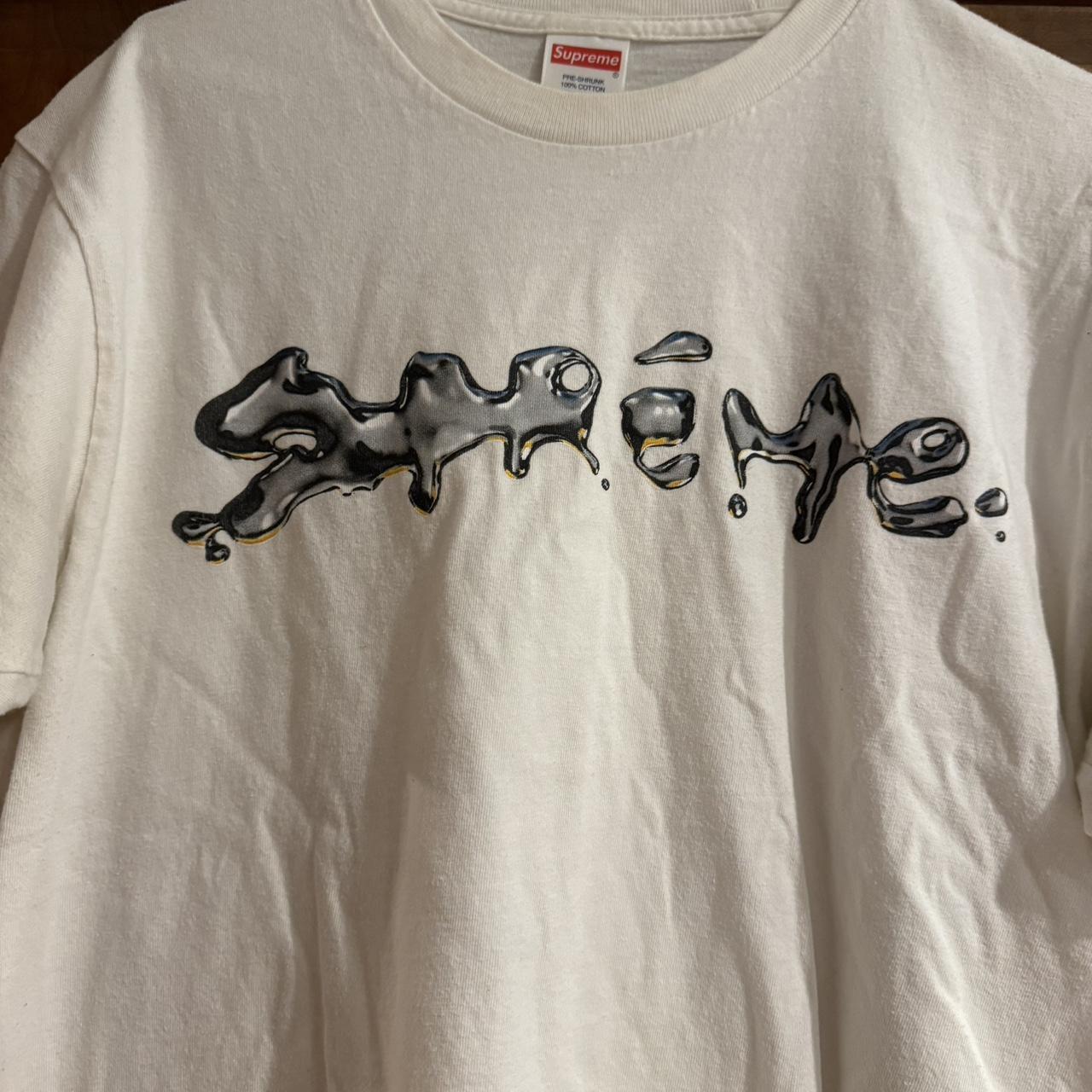 White supreme tee Perfect condition Medium but fits... - Depop