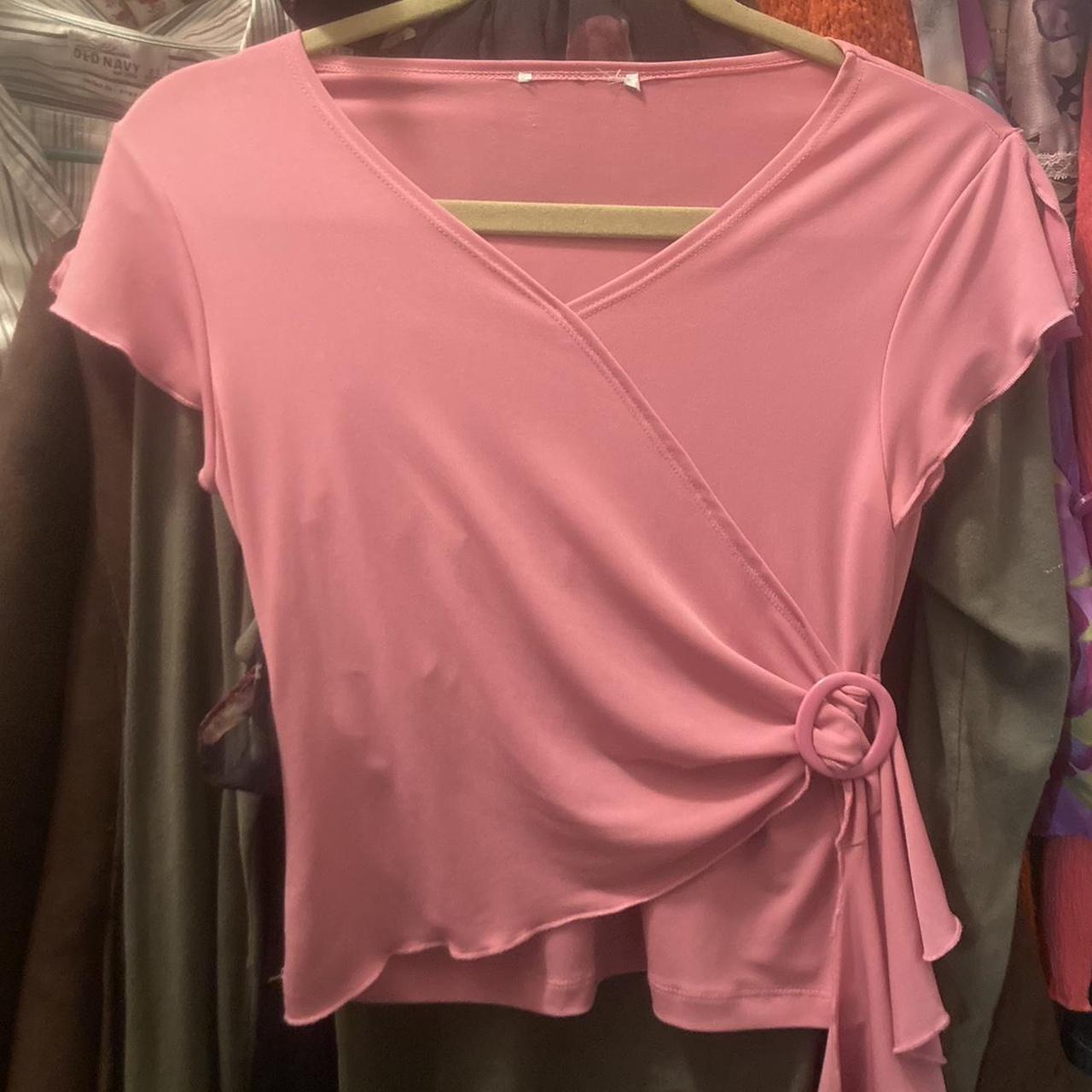 2000s pink top, free shipping! super cute, no... - Depop
