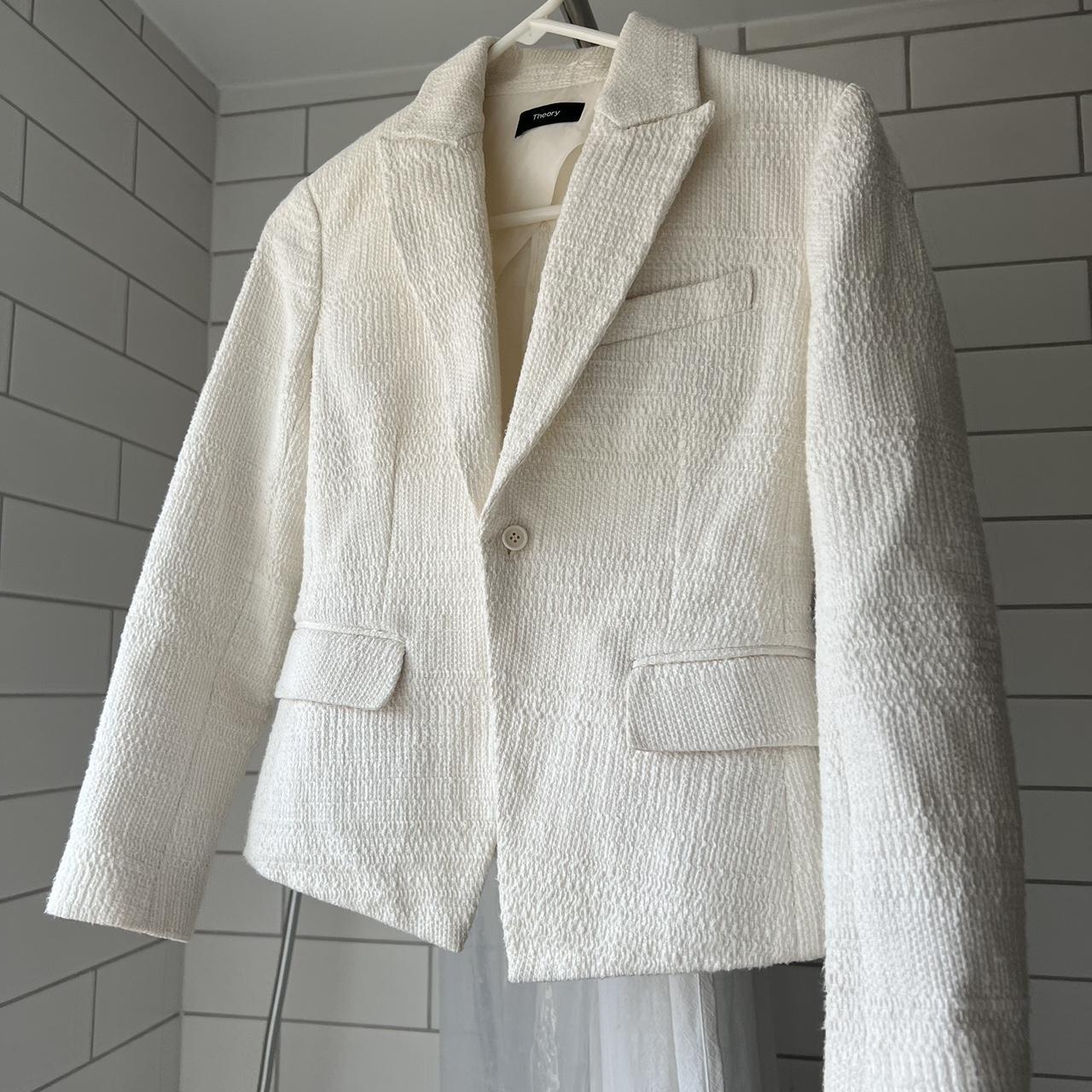 Theory Women's Cream and White Tailored-jackets | Depop