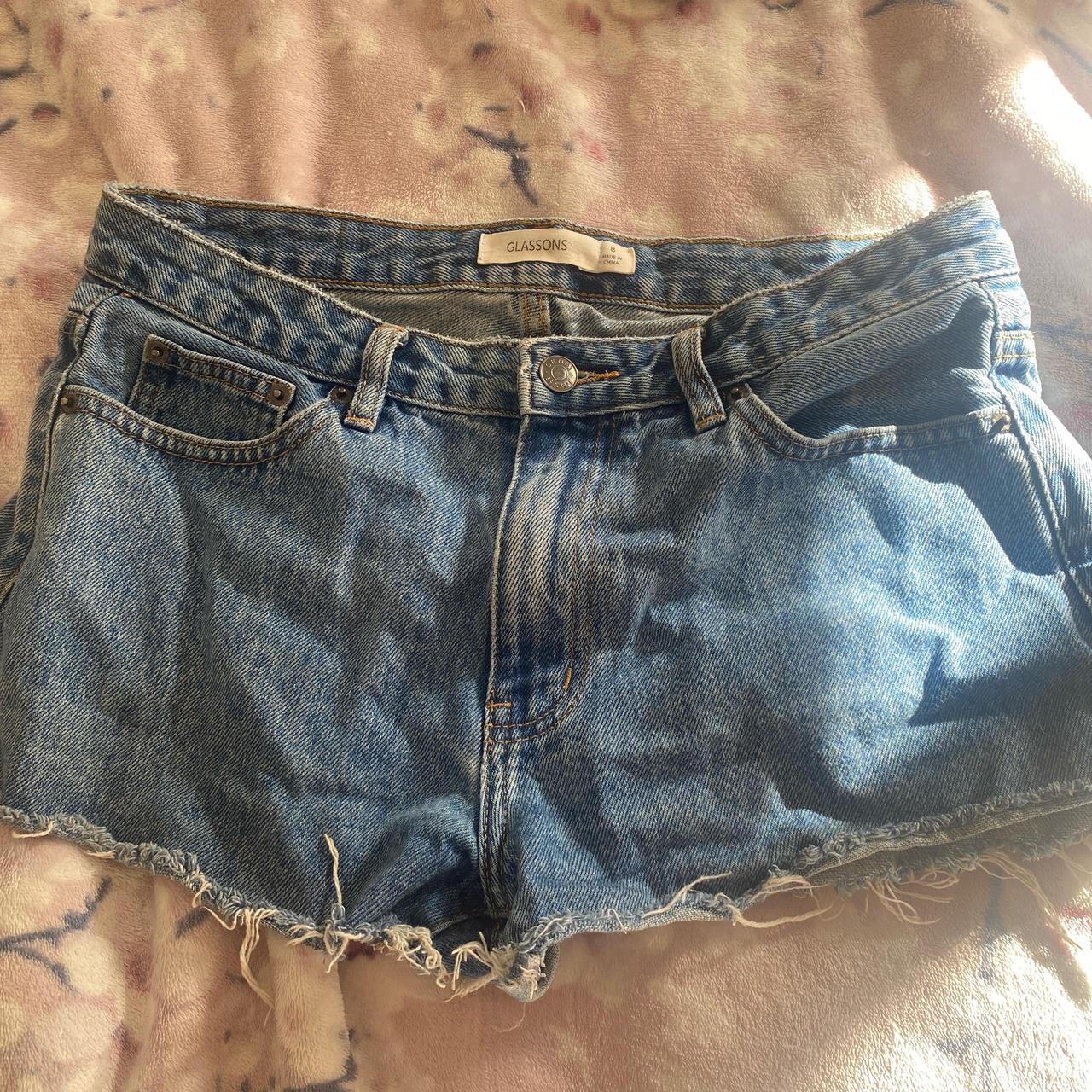 glassons mini denim shorts worn like twice and now... - Depop