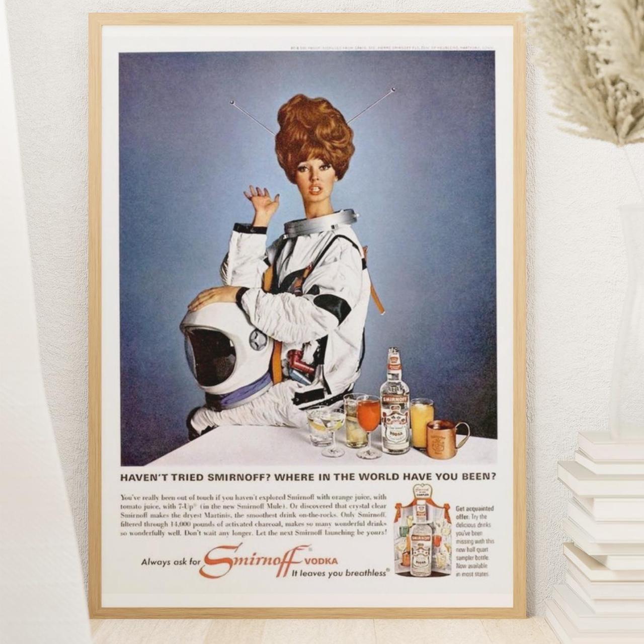 1966 Vintage Smirnoff Vodka Astronaut Ad Wall Art... - Depop