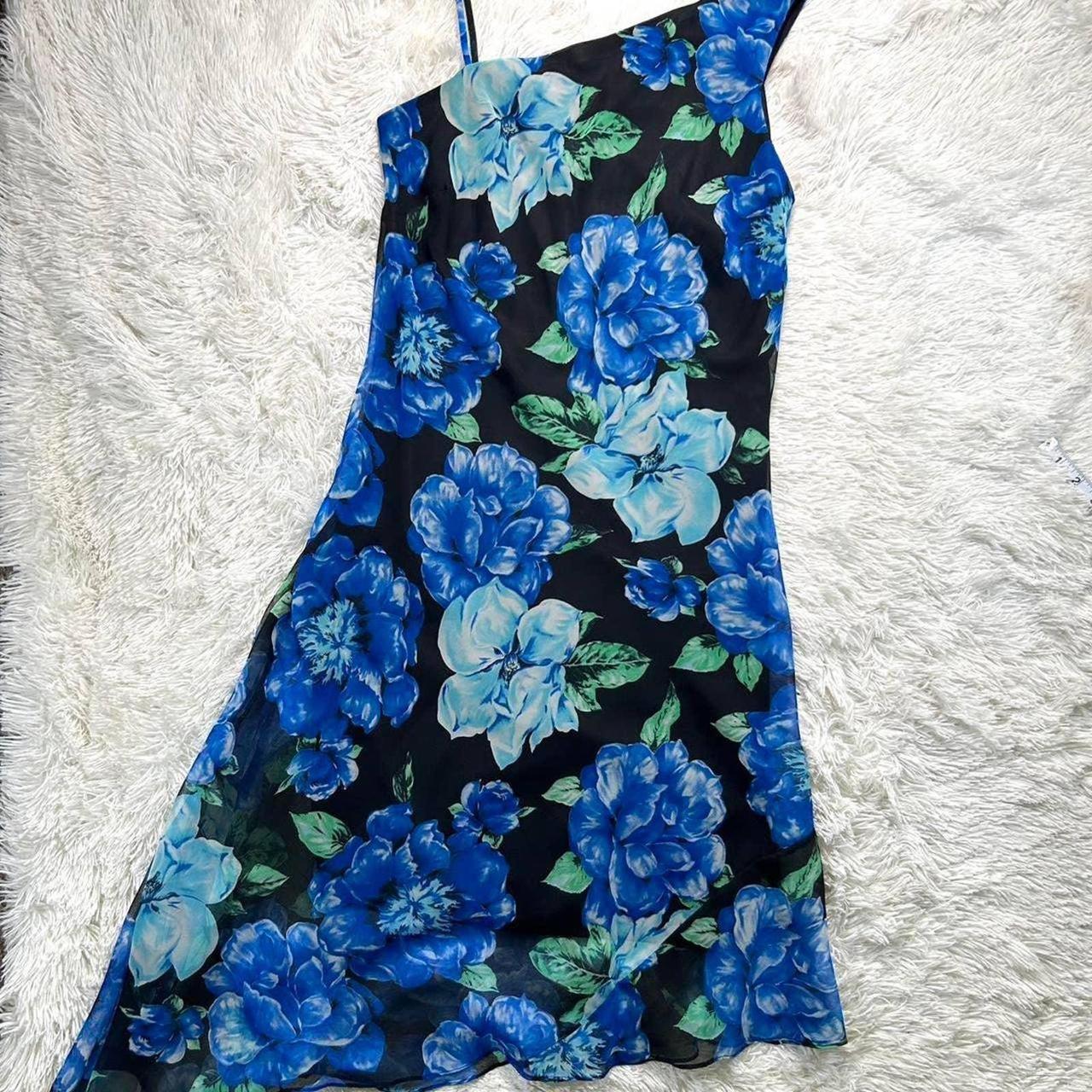Vintage size 14 blue floral rabbit rabbit dress. The... - Depop