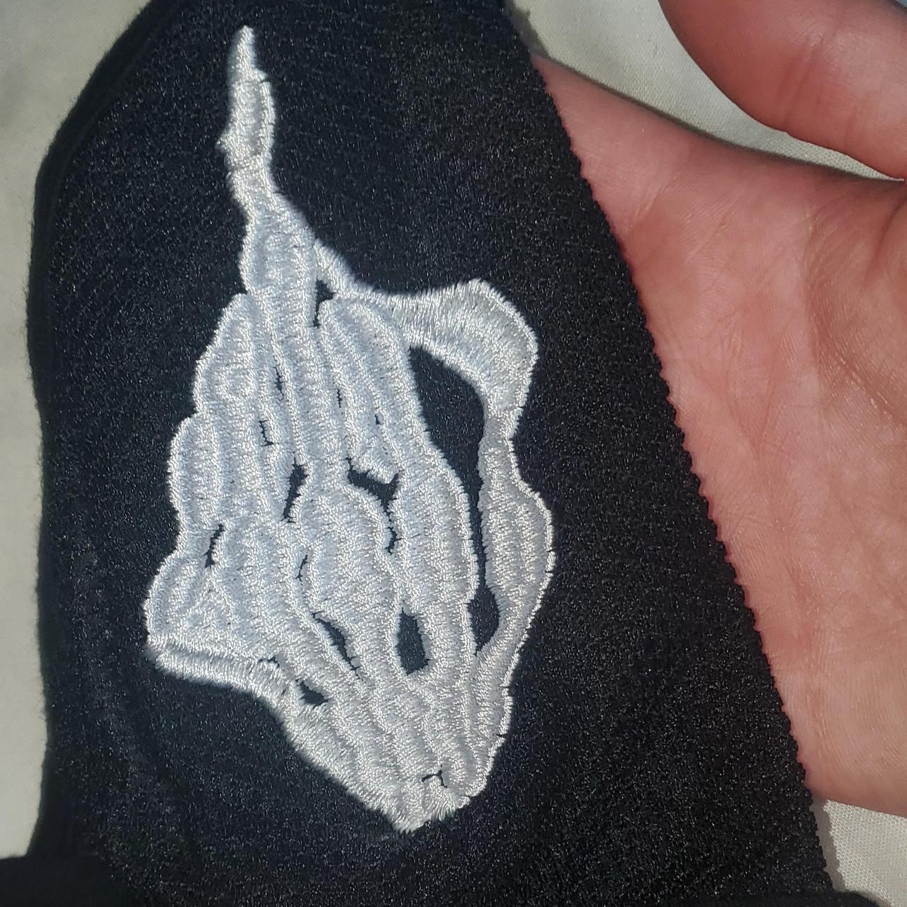 Goth Skelton Embroidered Middle Finger Bralette Bra.... - Depop