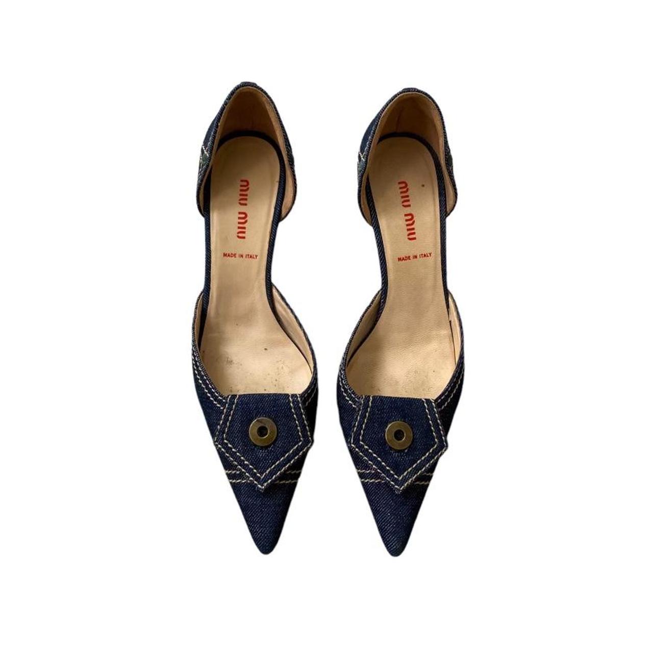 MIU MIU - denim court mules - size 36.5 on tag but... - Depop