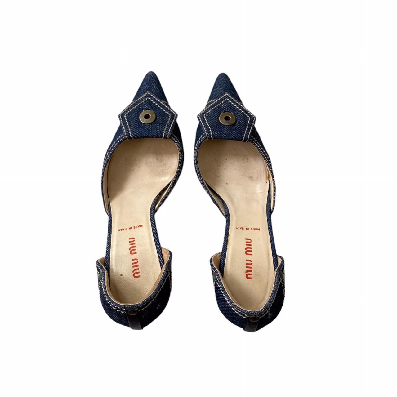 MIU MIU - denim court mules - size 36.5 on tag but... - Depop