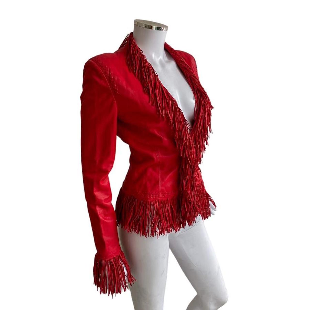 VERSACE - s/s 2002 leather fringe jacket seen in... - Depop